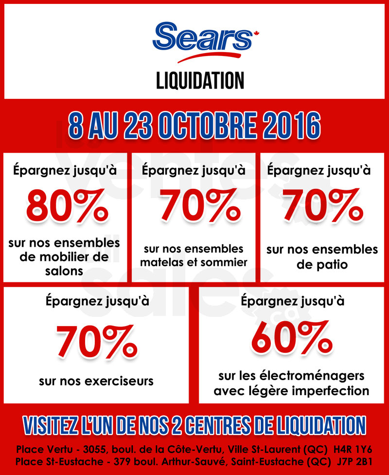 Grande vente chez Sears Liquidation | lesventes.ca