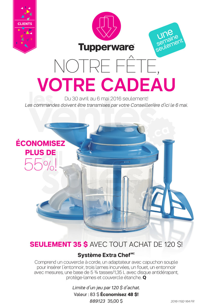Système Extra Chef Tupperware rabais 55% | lesventes.ca